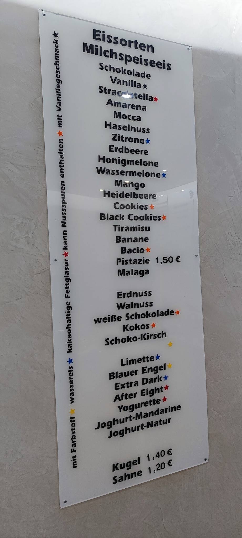 Speisekarte von Eisdiele Dolce Vita, Krefeld