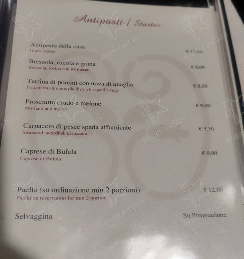 Menu da Il Capriccio Ristorante Pizzeria, Cisternino