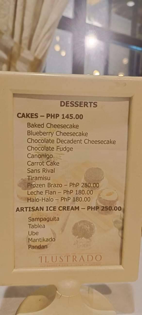 Menu at Ilustrado Restaurant, Manila, two-way