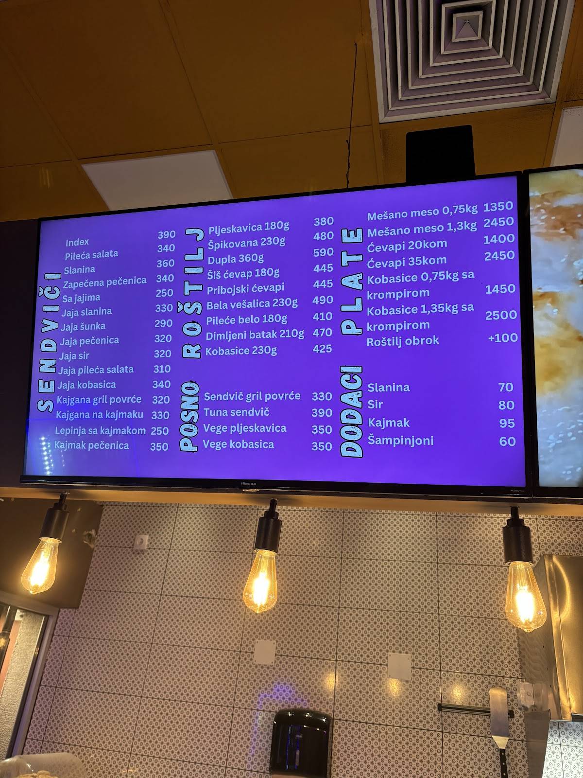 Menu at Index Lola Grill restaurant, Novi Sad