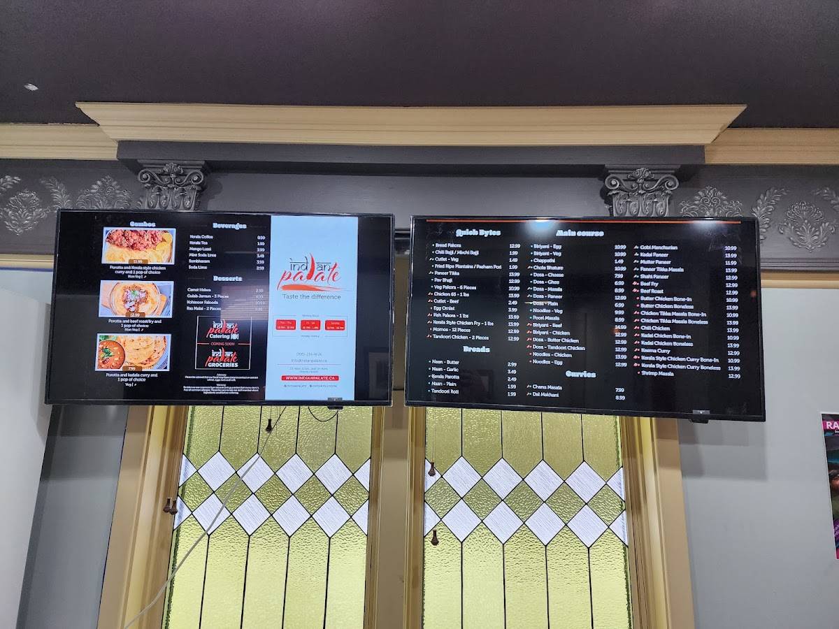 Menu at Indian Palate restaurant, Sault Ste. Marie