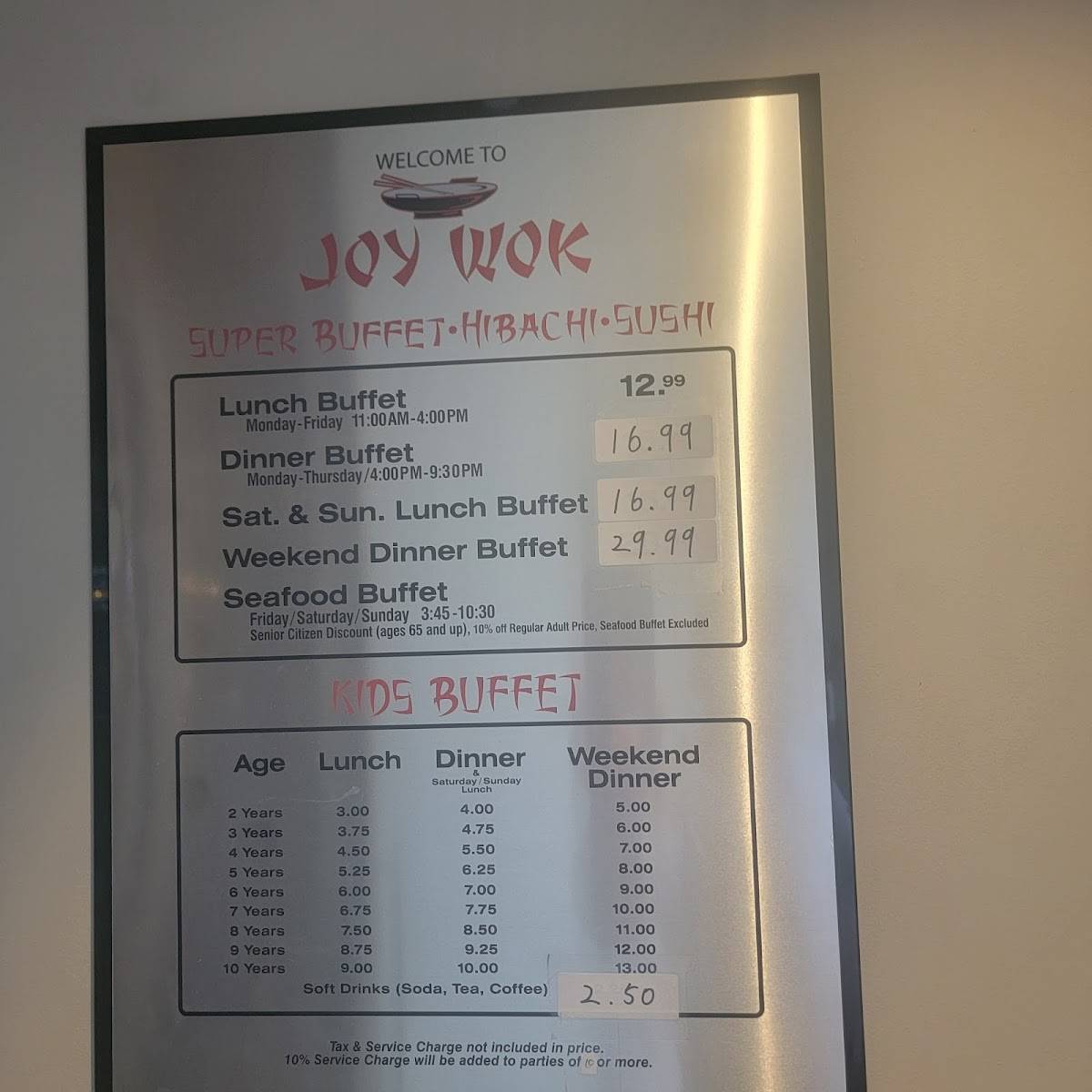 Menu at JOY WOK Super Buffet - Overland Park restaurant, Overland Park ...