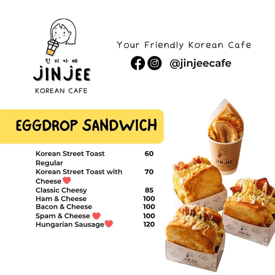 Carta de JinJee Korean Cafe, Manila