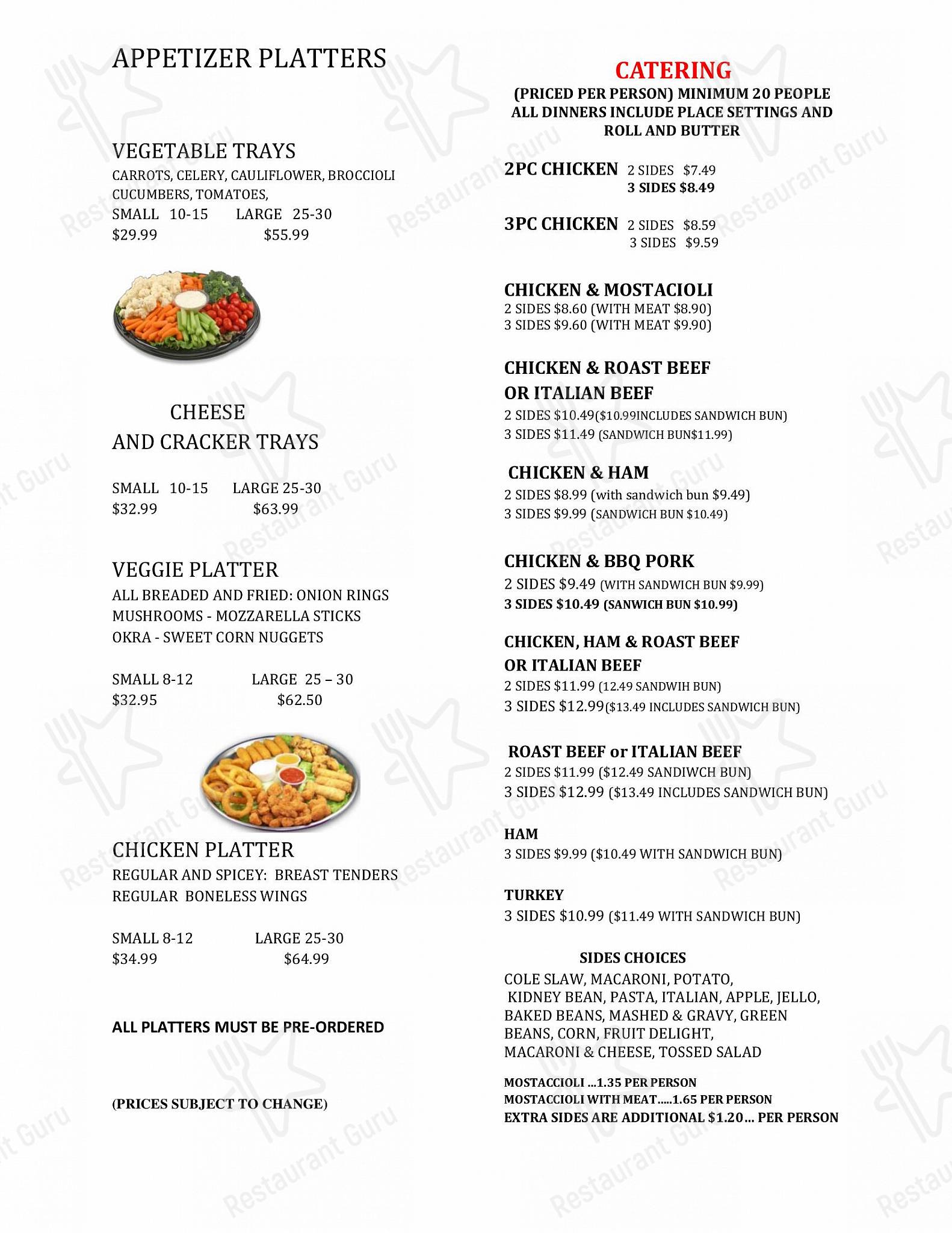 Menu at JR’S CHICKEN restaurant, Kankakee, 135 E Bourbonnais St