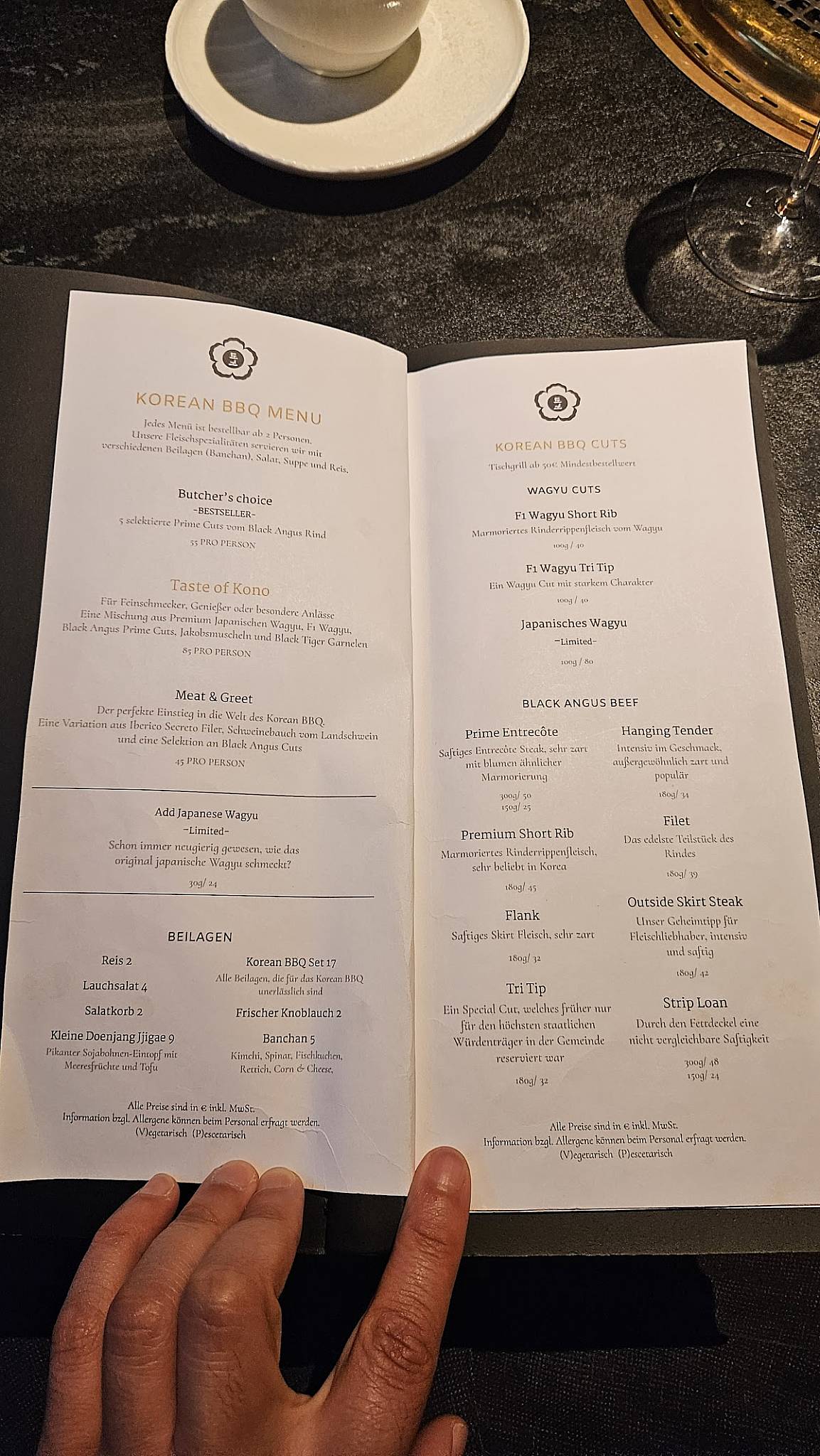 Speisekarte von KONO Korean Steakhouse, München