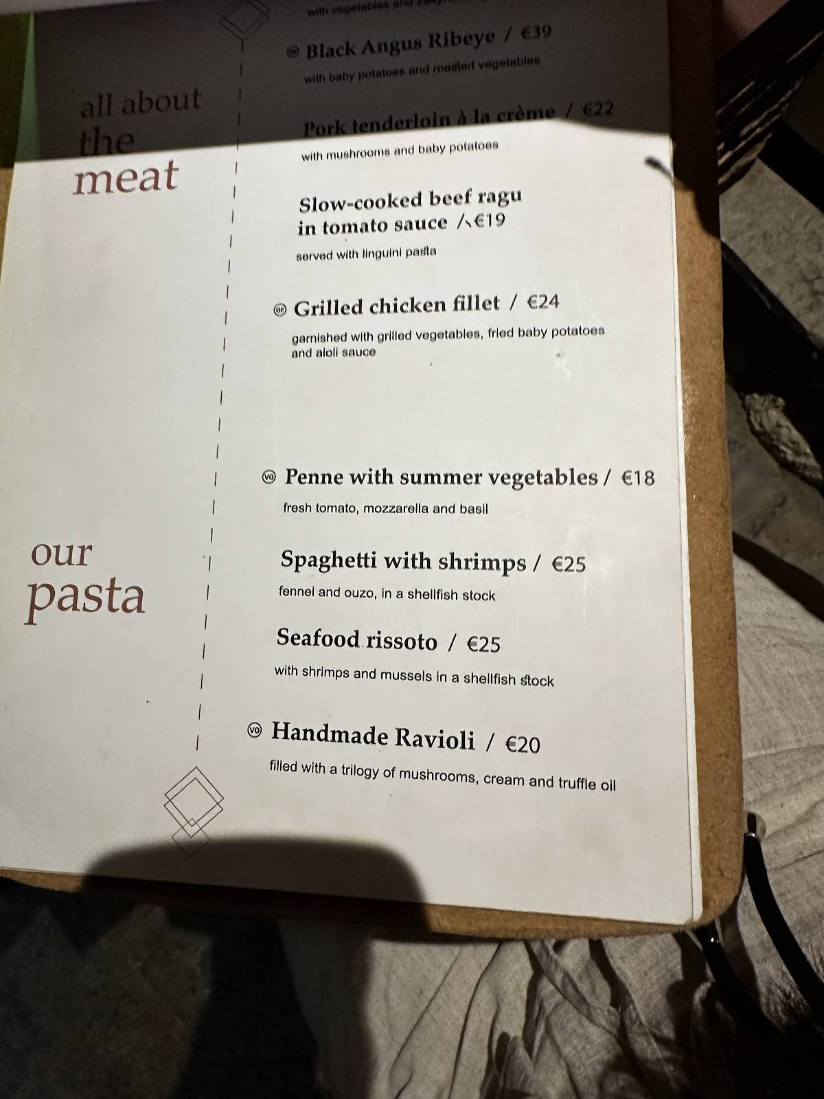 Menu at Restaurant Keri Lighthouse, Keri