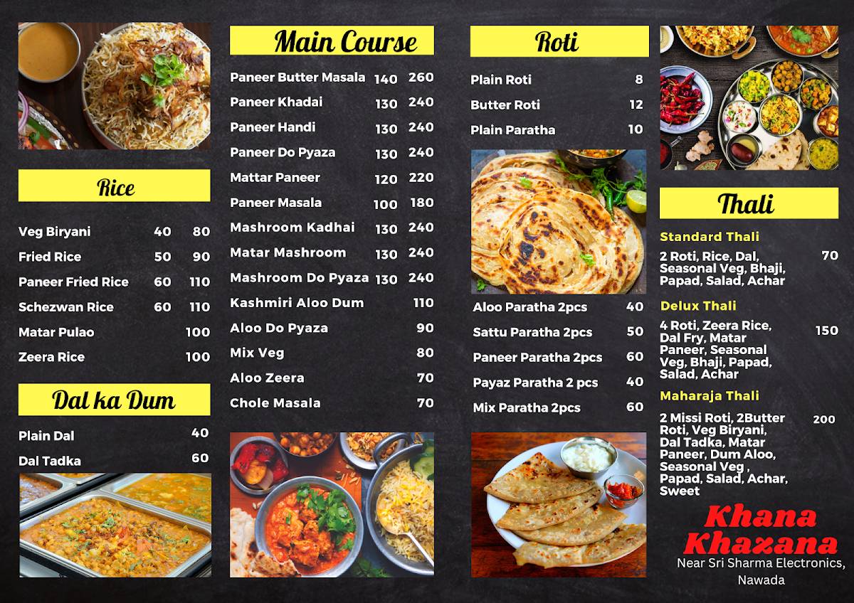 Menu at Khana Khazana Restaurant, Nawada