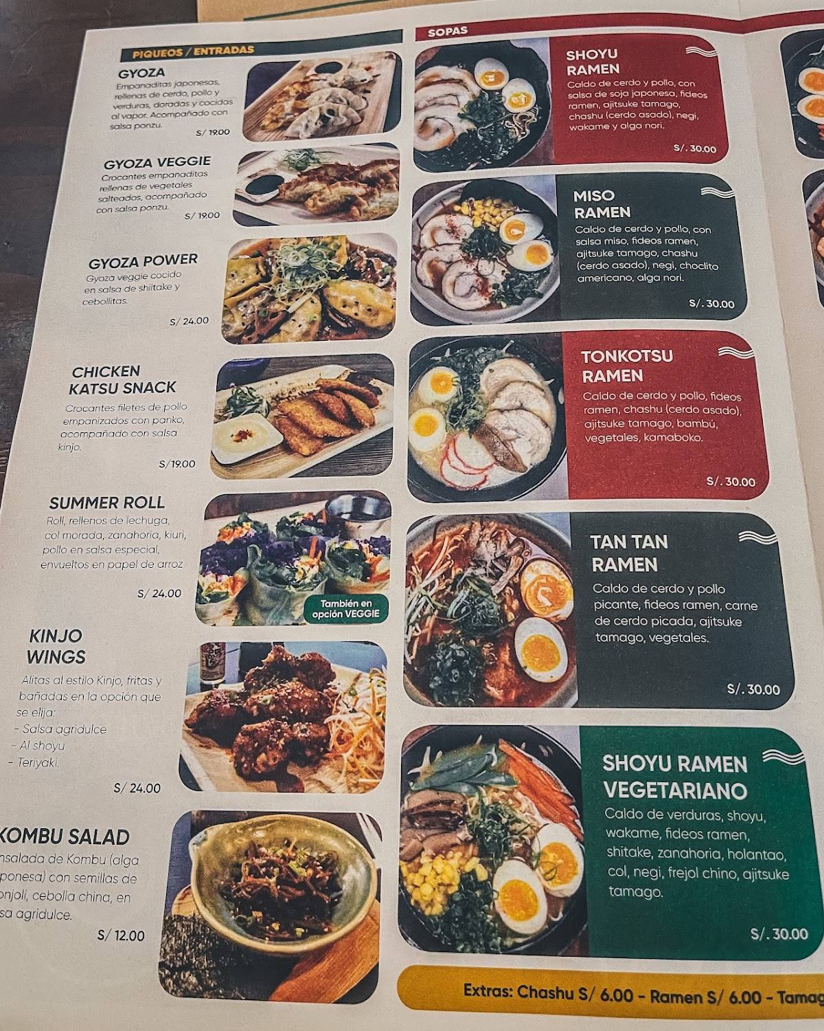 Carta de Kinjo Ramen Barranco, Barranco