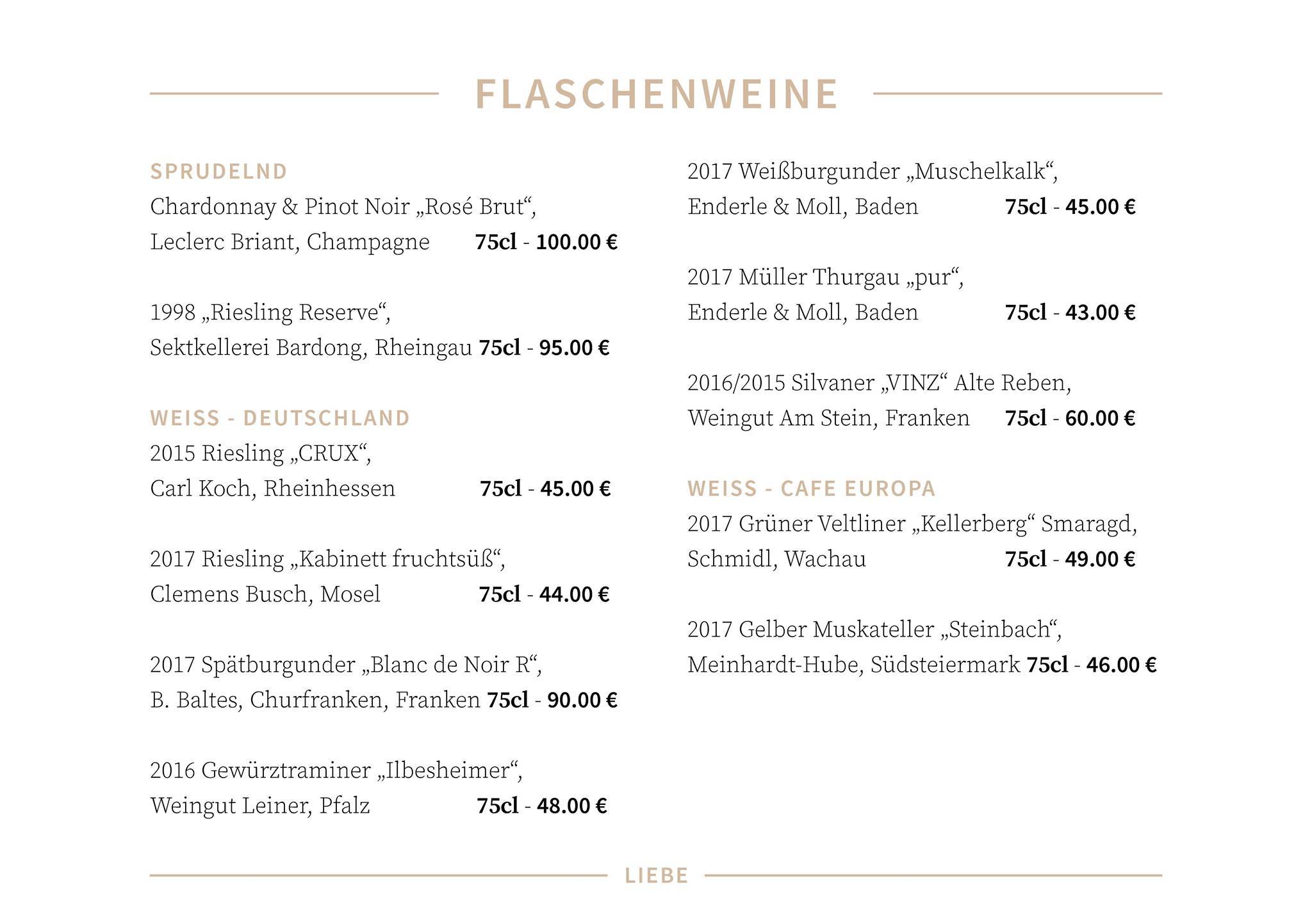 Speisekarte von Restaurant Klinker, Hamburg