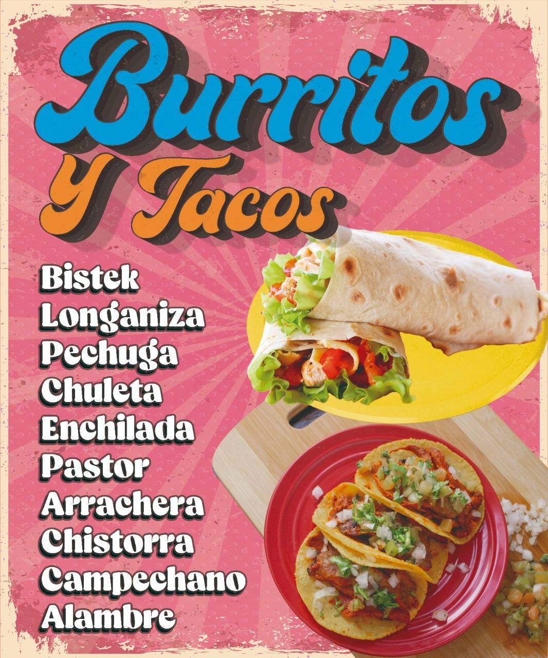 Carta del restaurante La Burrería Azteca, Ecatepec