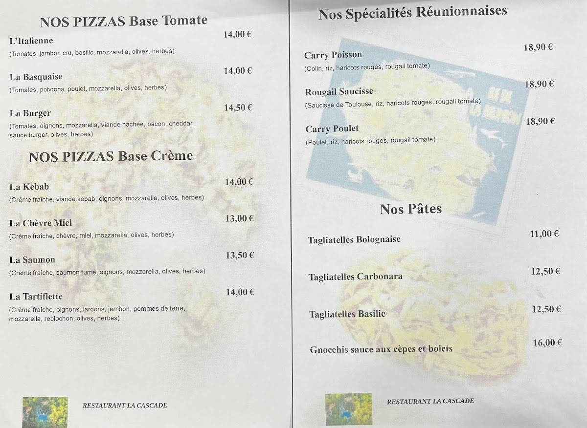 Menu au Restaurant La Cascade, Sillans-la-Cascade