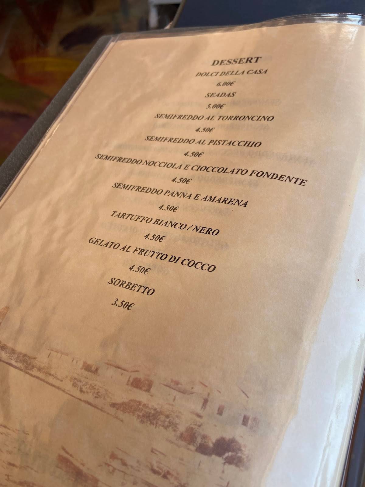 Carta del restaurante La Locanda Del Pescatore, Santa Lucia