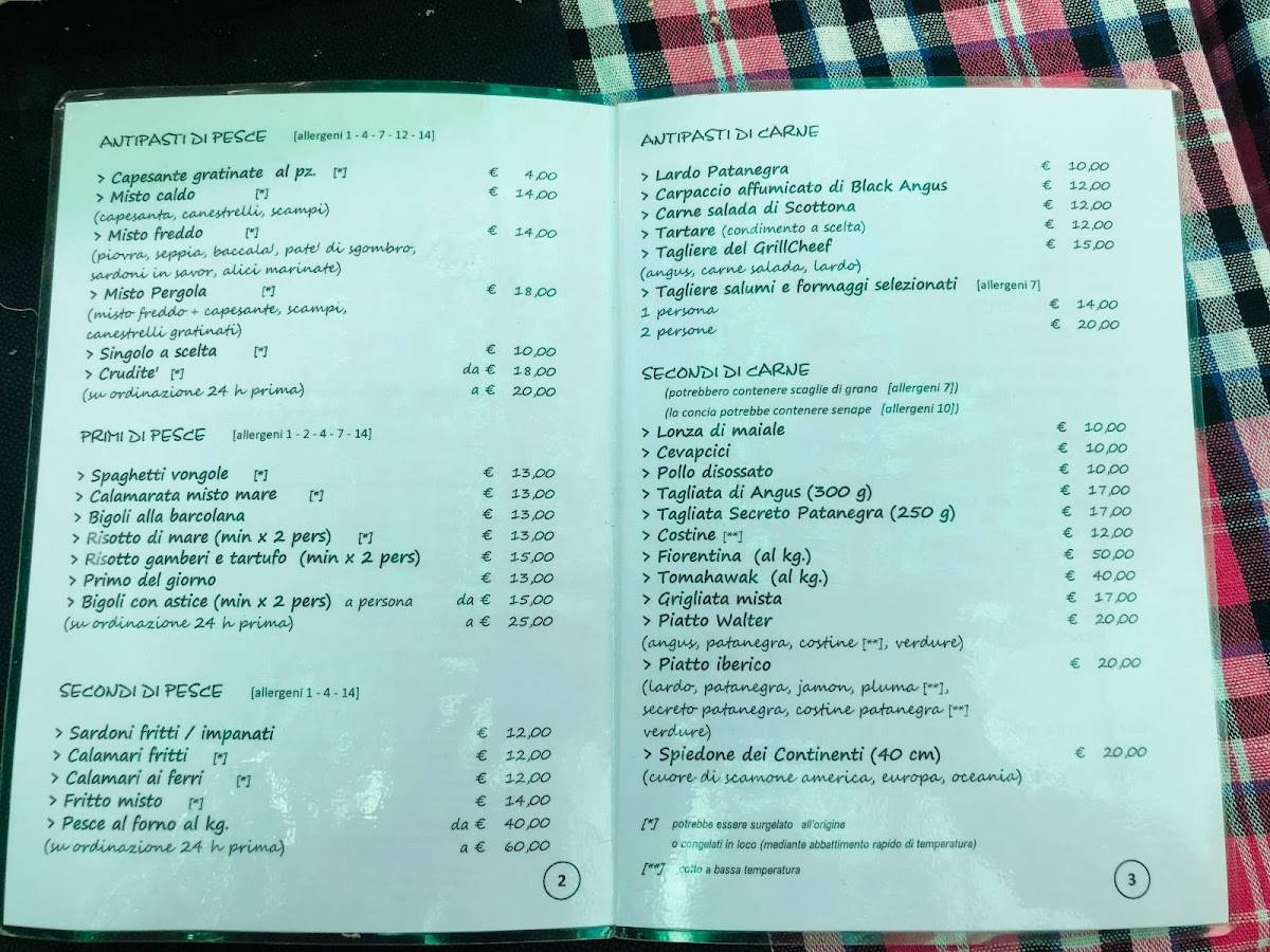 Menu da Ristorante La Pergola Trieste, Trieste