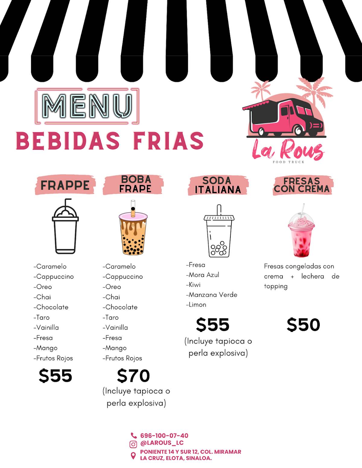 Carta del restaurante La Rous Foodtruck, La Cruz