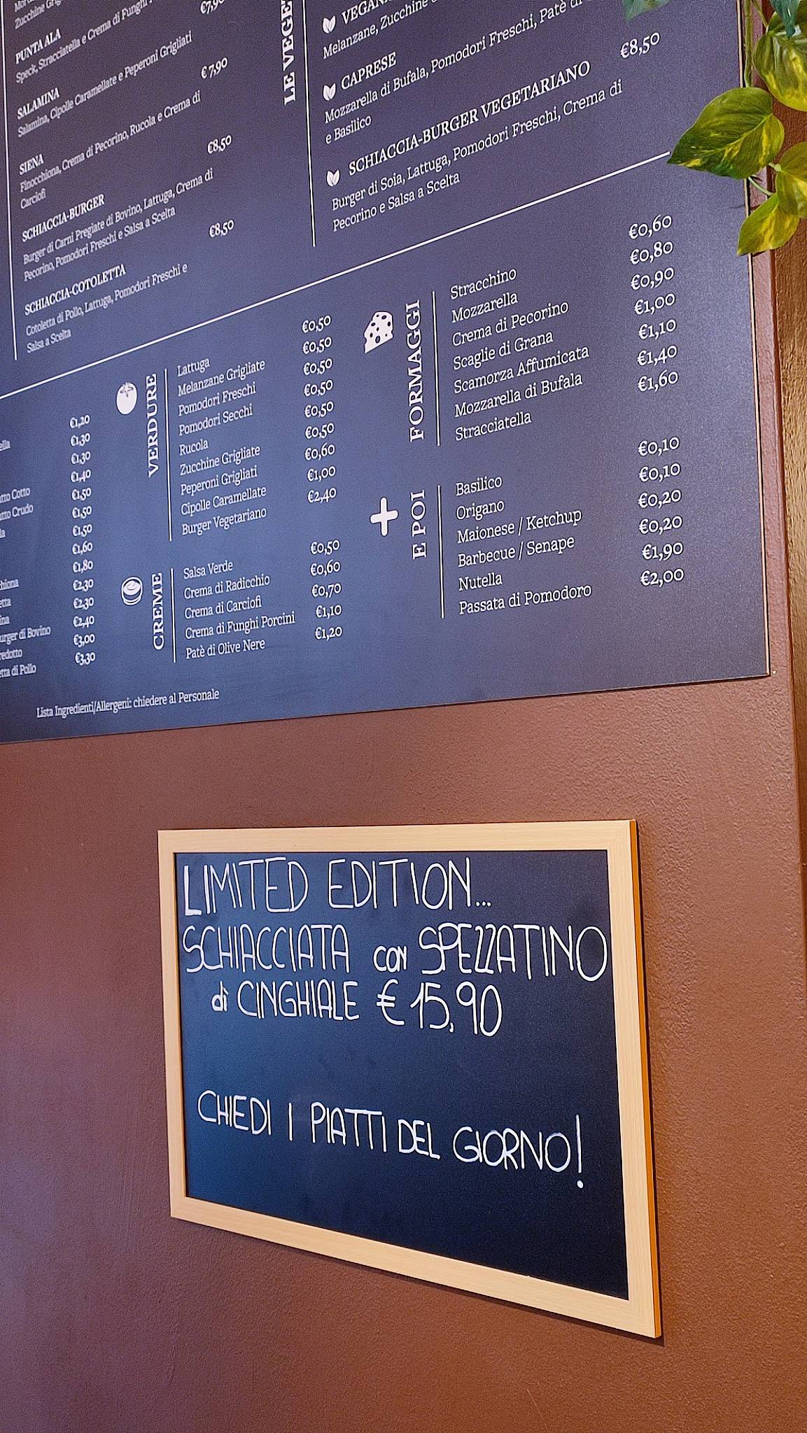 Menu au La Schiaccinoteca Toscana CENTRO, Brescia