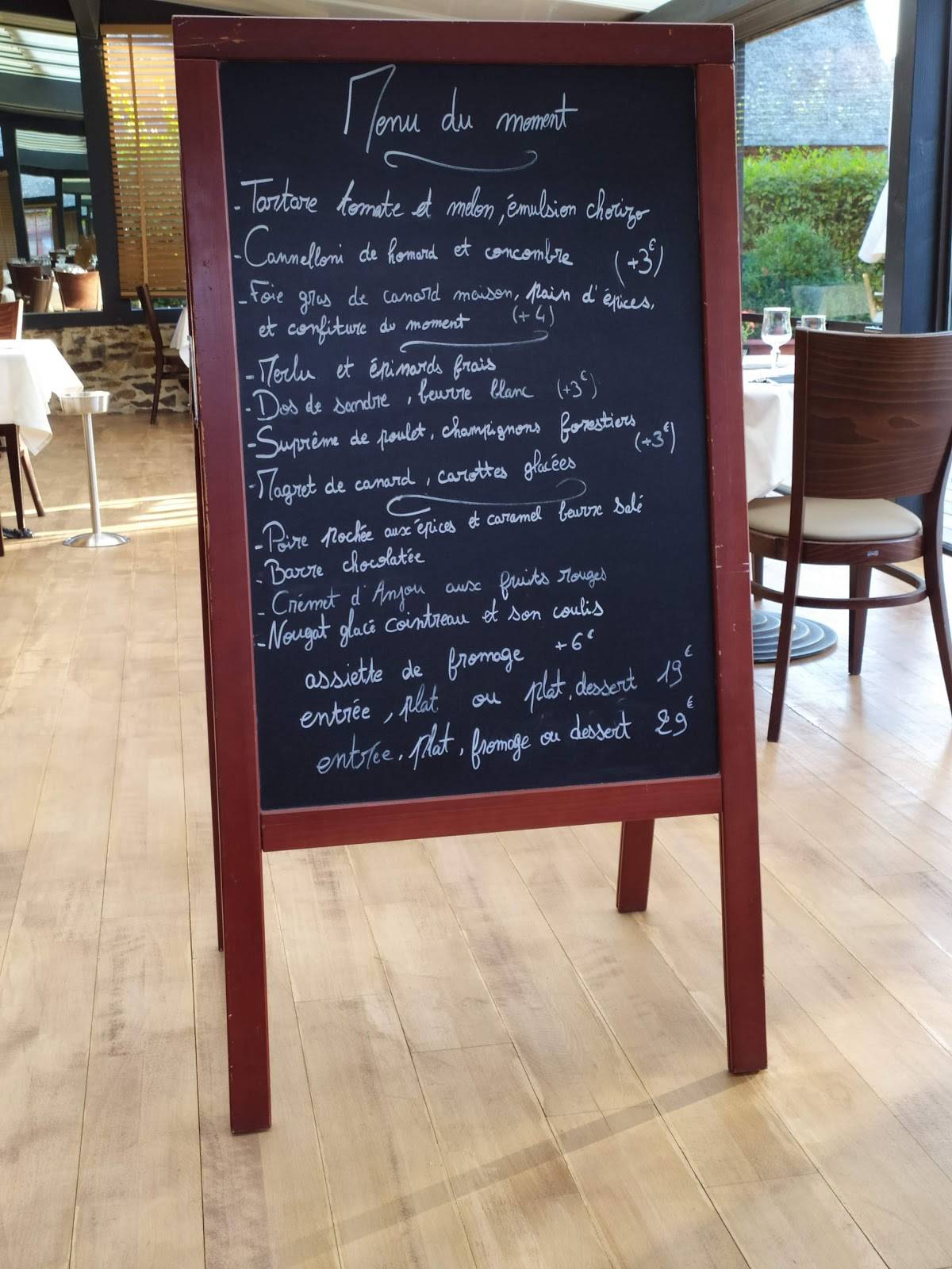 Menu at La Table du Meunier restaurant, Chenillé-Changé