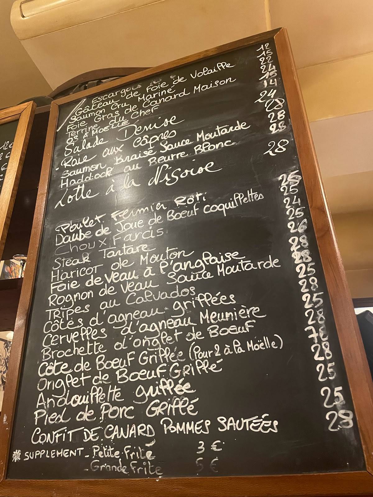 Menu at La Tour Montlhéry - Chez Denise restaurant, Paris, 5 Rue des ...