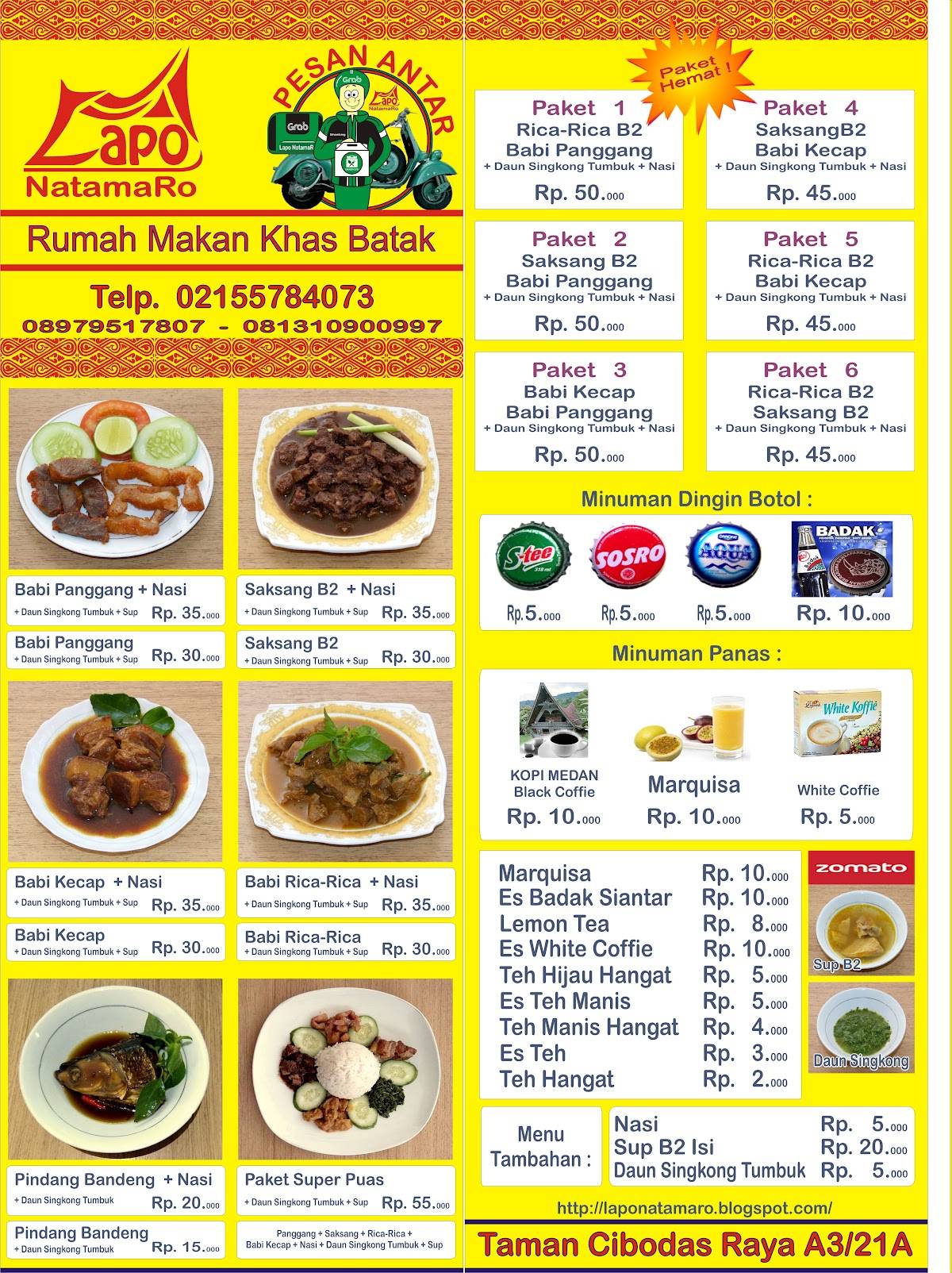 Menu at Lapo NatamaRo restaurant, Tangerang
