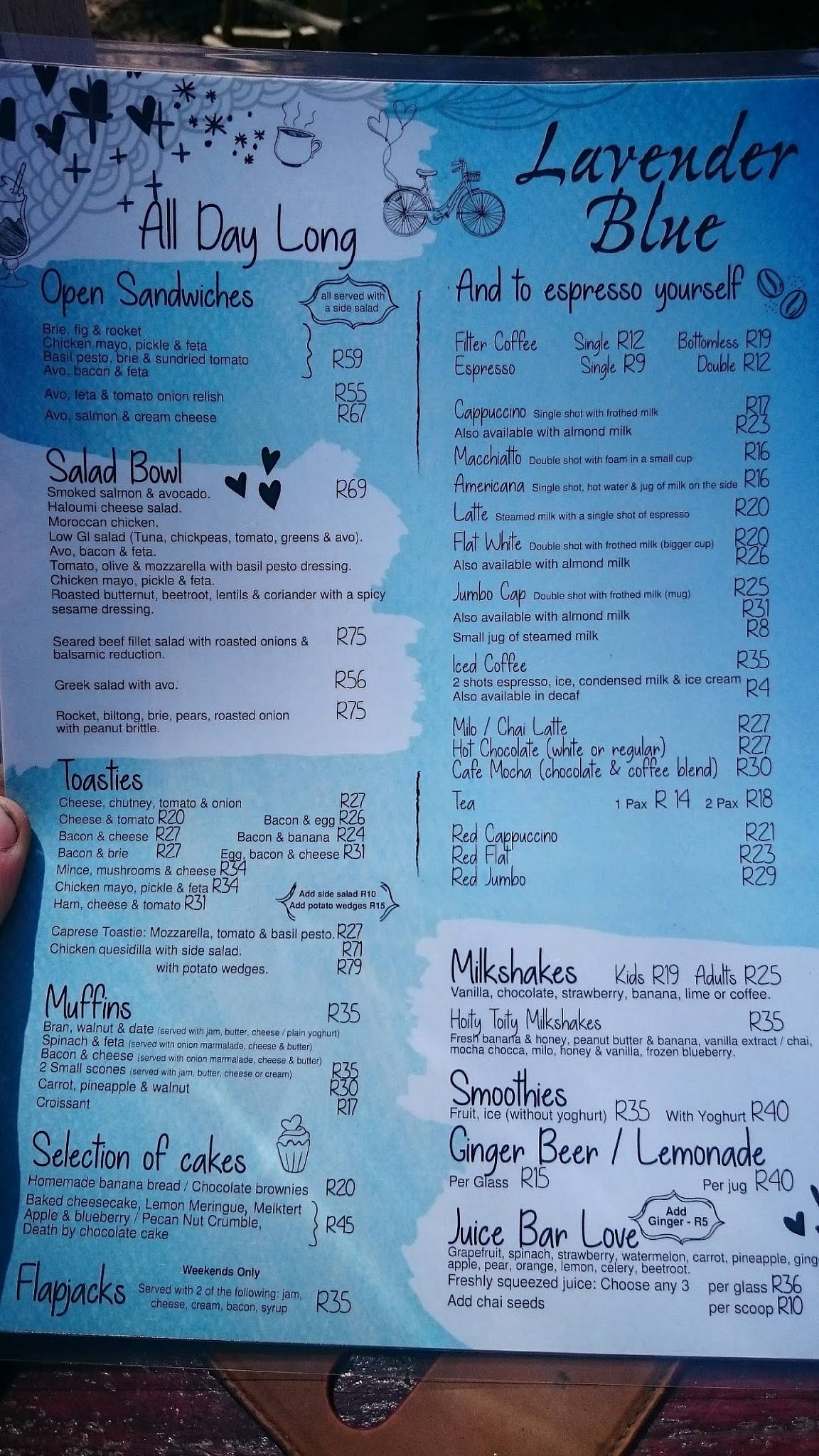 Menu at Lavender Blue Market, Café & Deli restaurant, East London ...