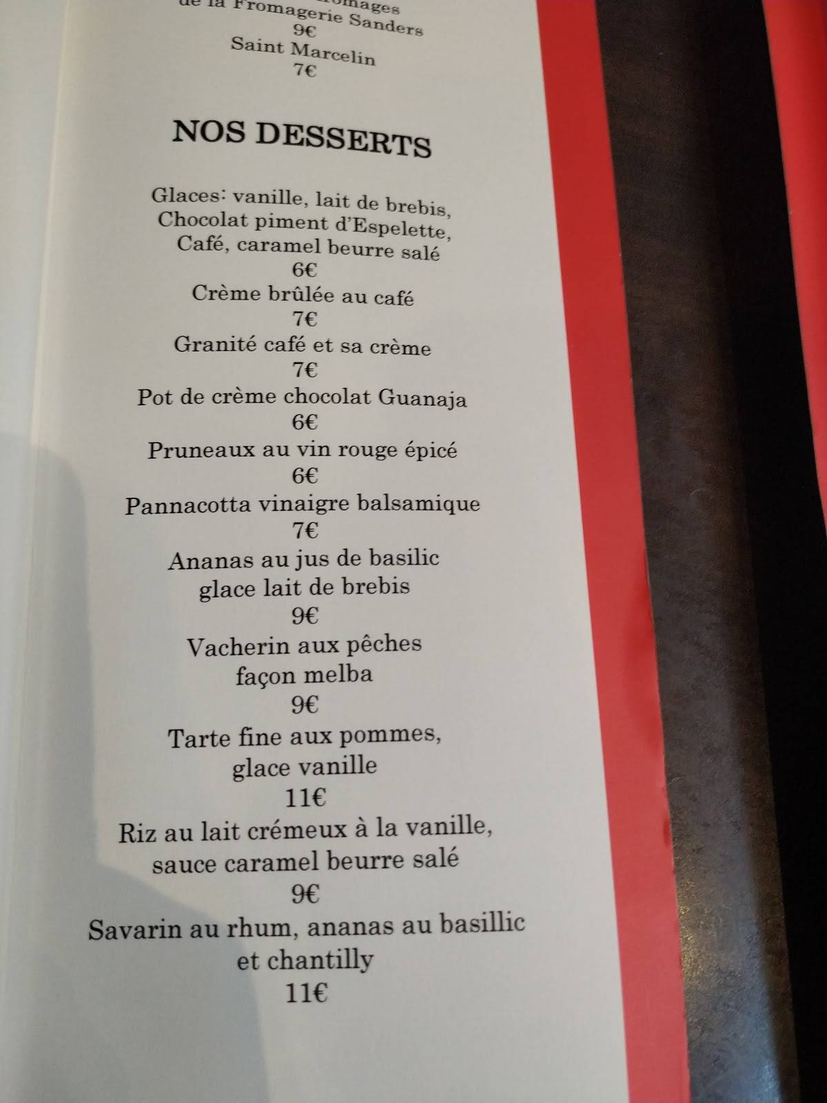 Menu at Le comptoir du Relais cafe, Paris, 9 Carr de l'Odéon