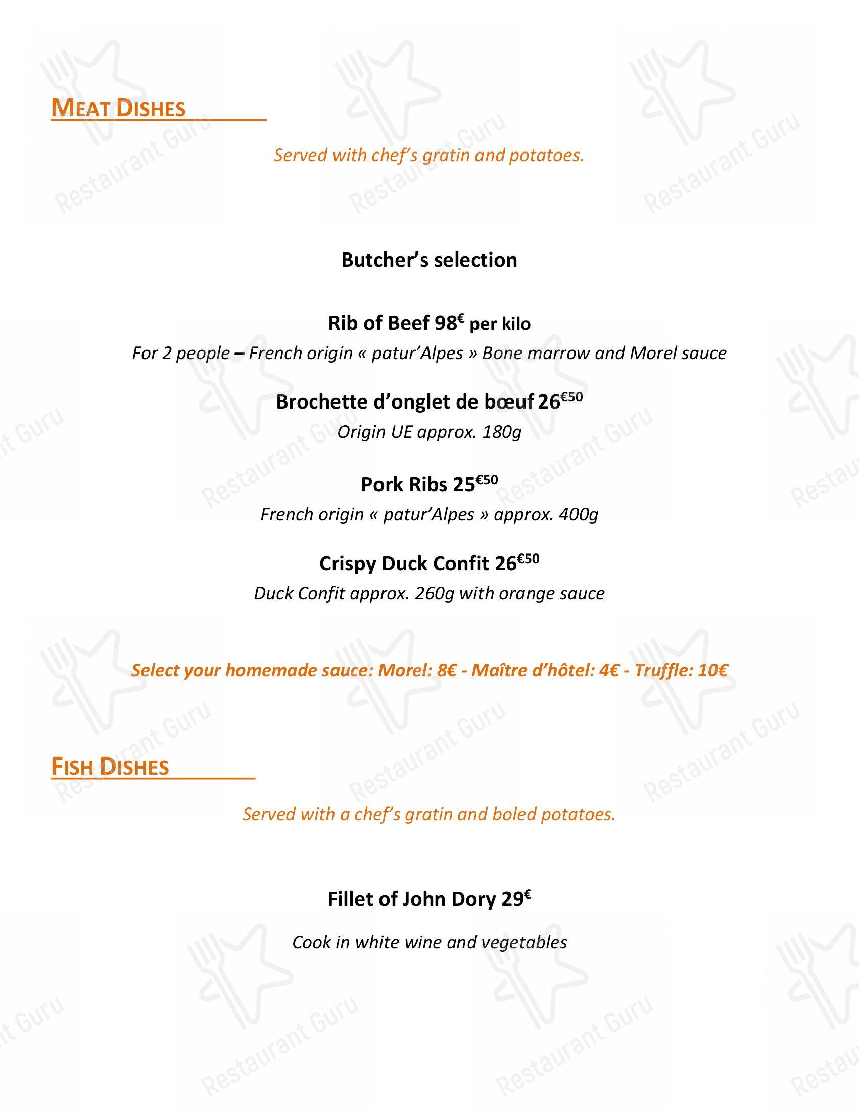 Menu au Le trio restaurant, Montgenèvre