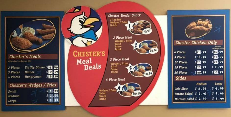 Menu at Chester's Fried Chicken Smithville restaurant, Smithville, RR 20 #2