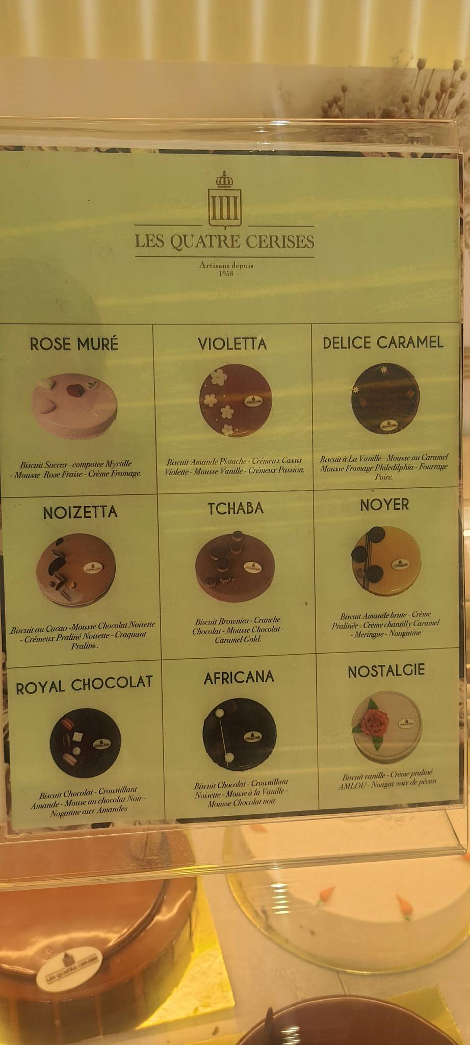 Menu au Les Quatre Cerises - Bourgogne, Casablanca