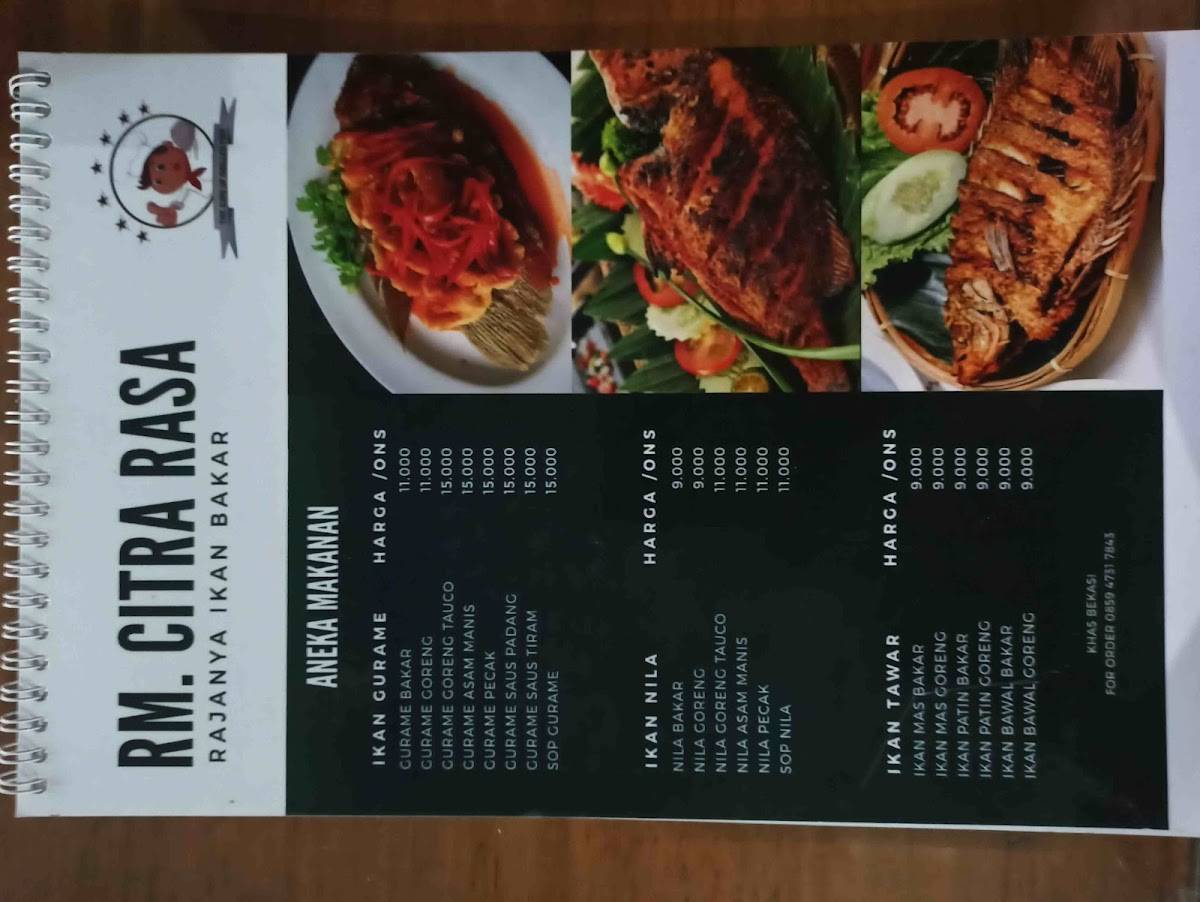 Carta del restaurante Lesehan Citra Rasa – Rajanya Ikan Bakar, Bekasi
