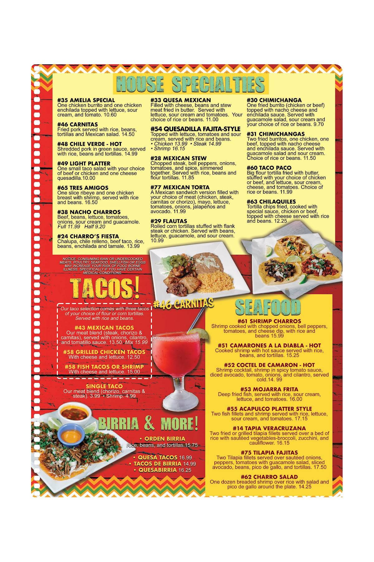 Menu at Los Dos Charros Mexican Restaurant, Huntingburg