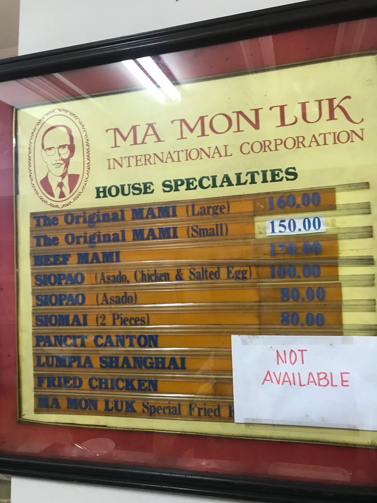 Menu at Ma Mon Luk restaurant, Quezon City, J2F5+54R