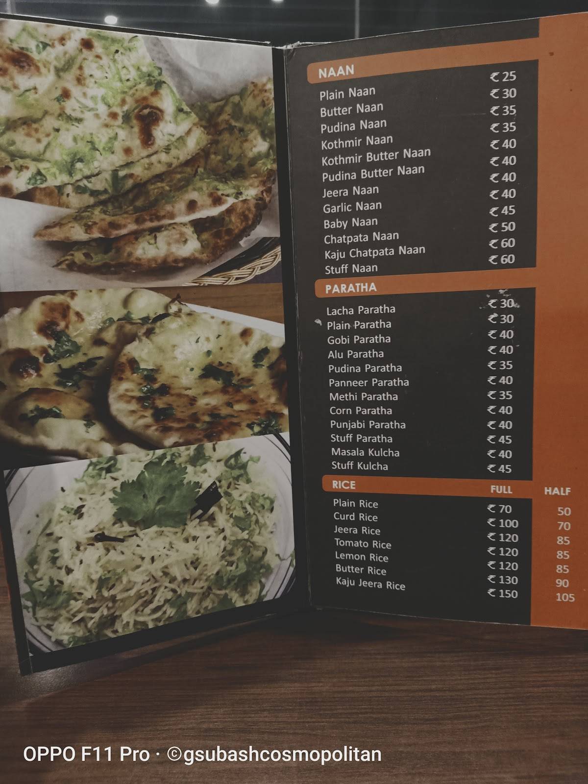Menu at Maa Santosh Dhaba, Hyderabad, Teja