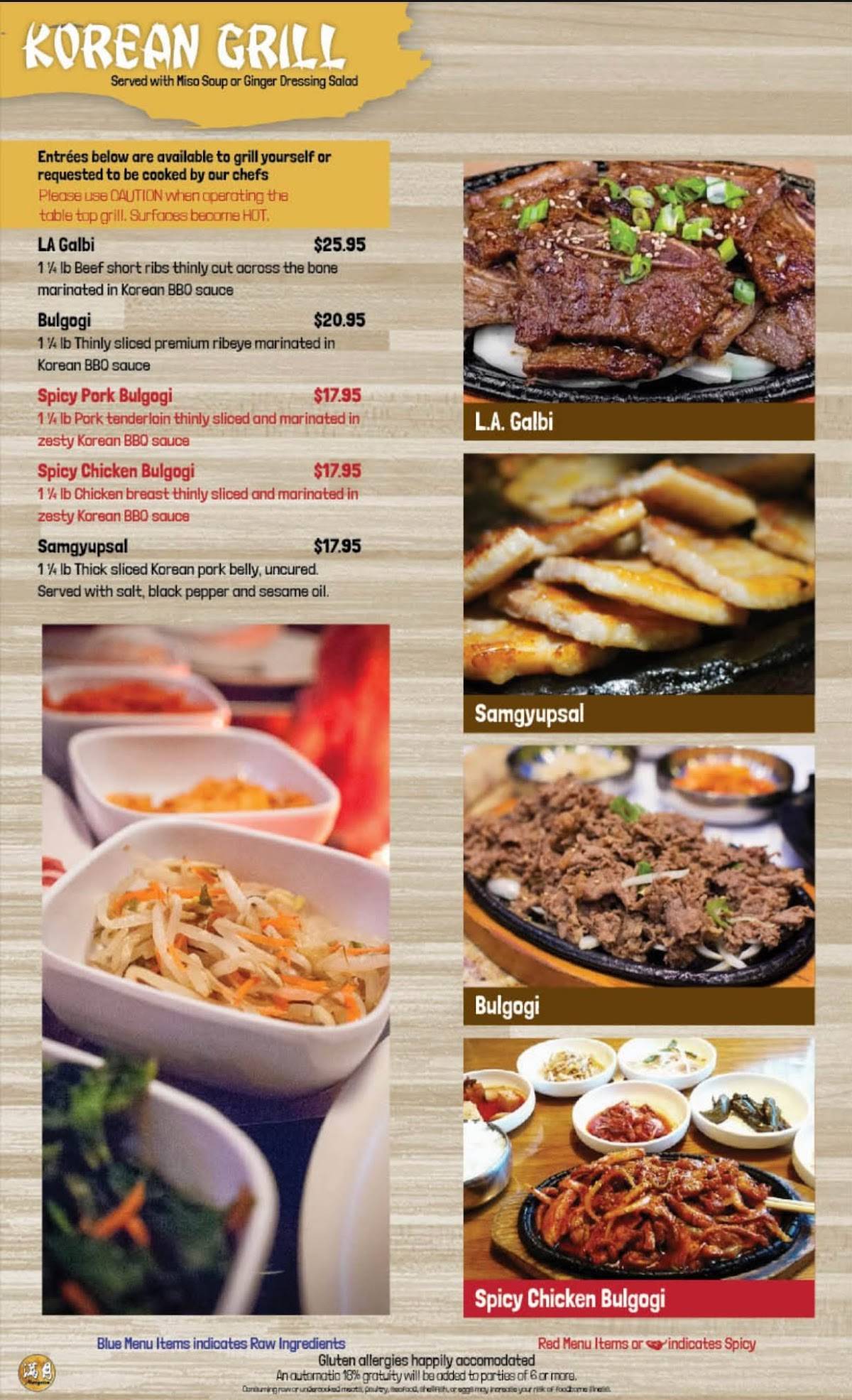 Menu at Mangetsu restaurant, Melbourne