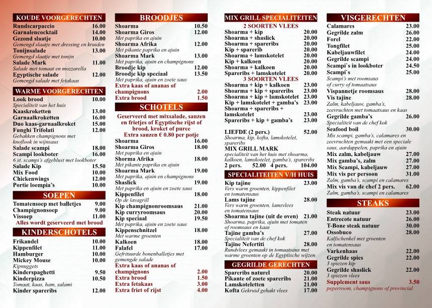 Menu at Restaurant Mark, Laakdal