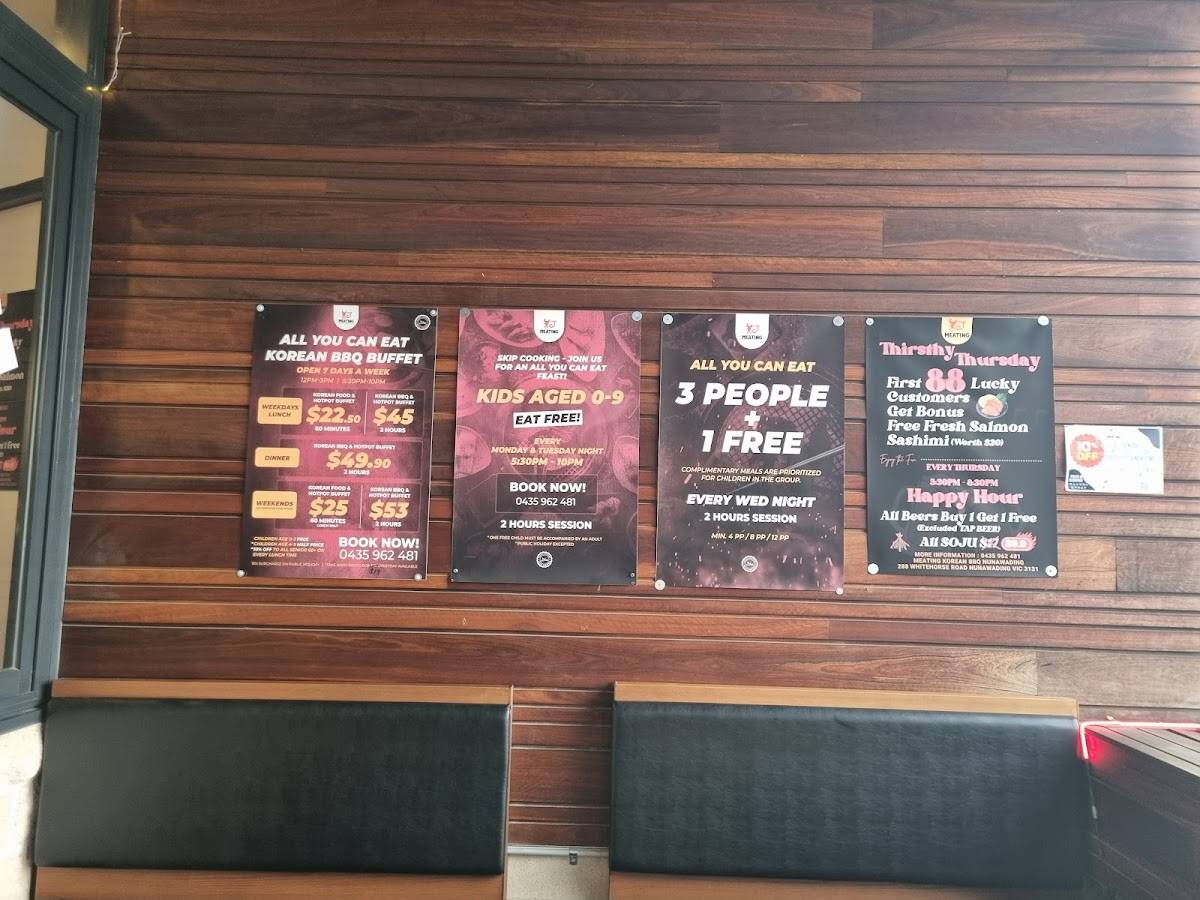 Menu at Meating Korean BBQ Buffet Nunawading, Nunawading