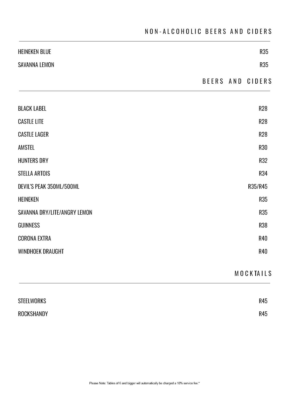 Menu at Meet On Milner restaurant, Pretoria, 378 Milner St