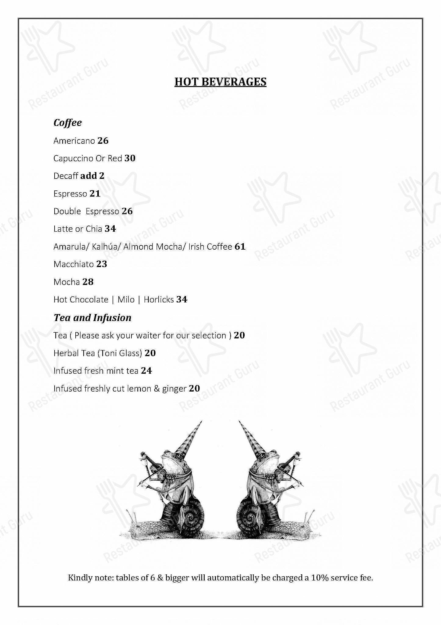 Menu at Meet On Milner restaurant, Pretoria, 378 Milner St