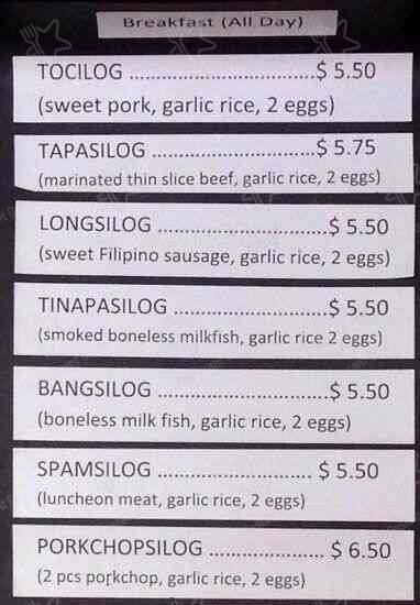 Menu at Mekeni Restaurant, Daly City