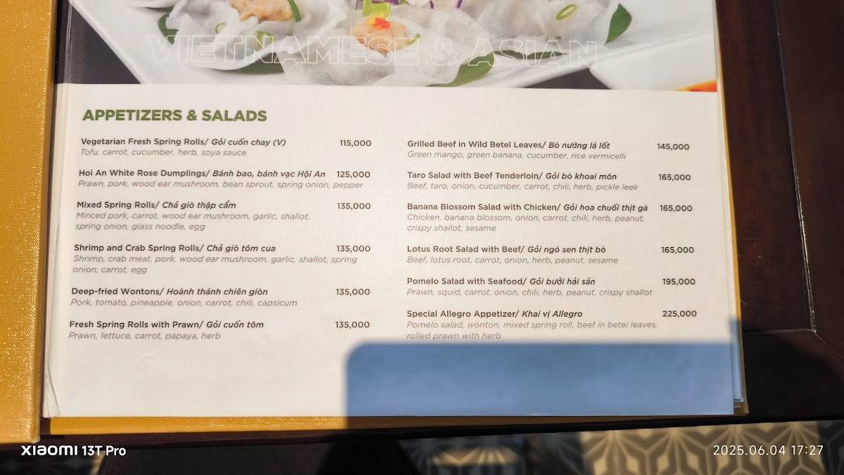 Menu at Melody Fine Dining Restaurant, Hoi An