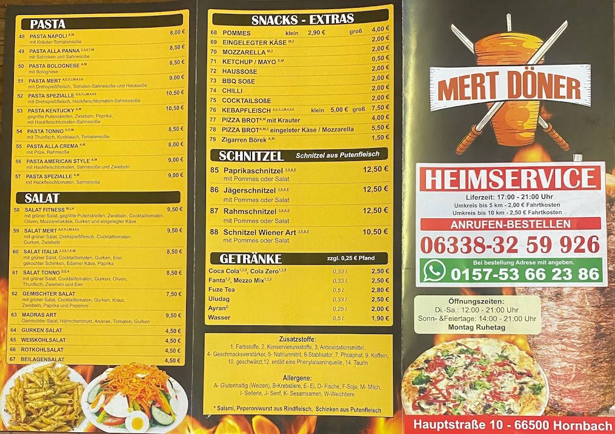 Speisekarte von Mert Döner restaurant, Hornbach