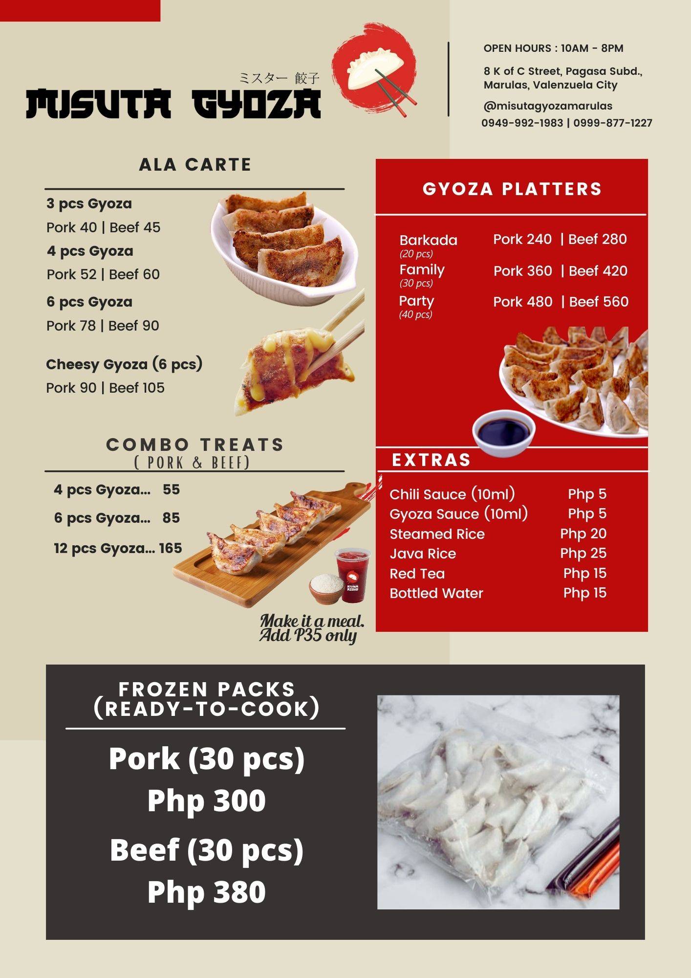 Carta del restaurante Misuta Gyoza - Marulas, Valenzuela