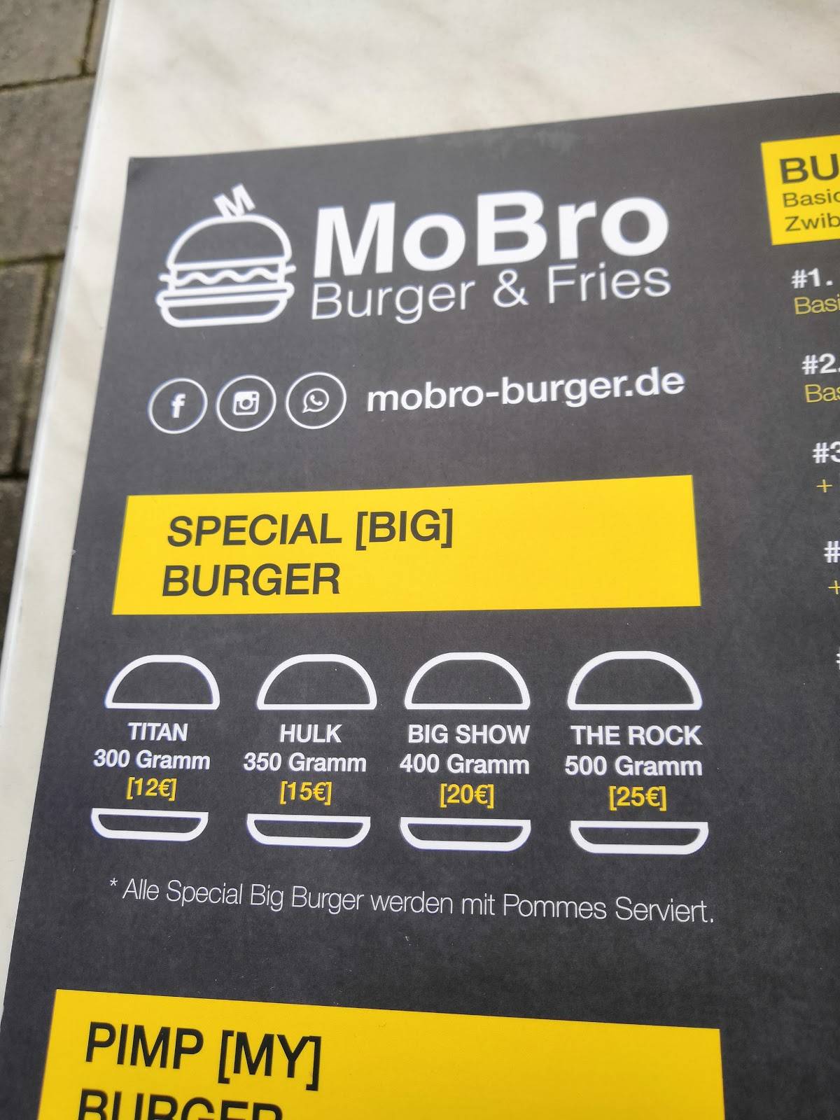 Speisekarte von MoBro Burger & Fries Nürnberg restaurant, Nürnberg