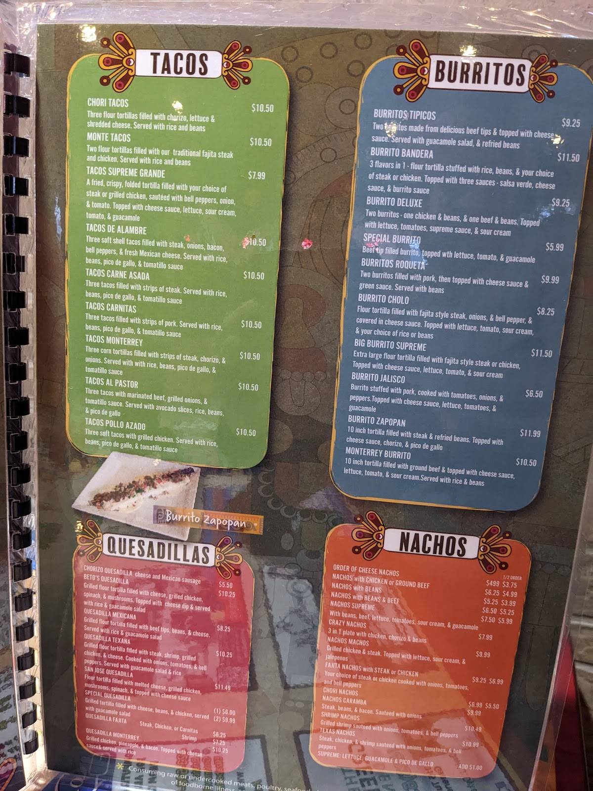 Menu at Monterrey Mexican Restaurant, Greeneville, Tusculum Blvd