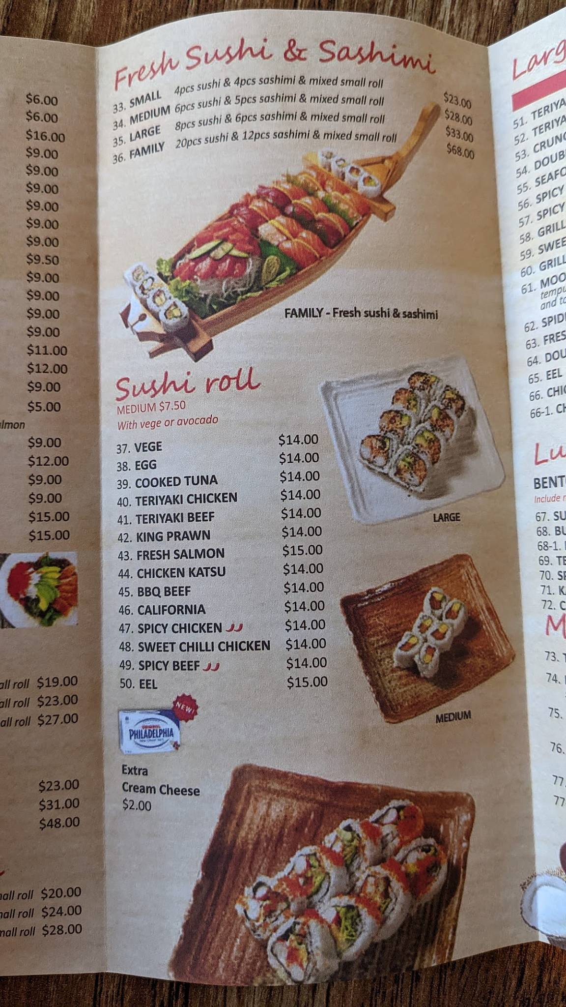 Menu at Moon Sushi Wollongong restaurant, Wollongong, 3/26 Gladstone Ave