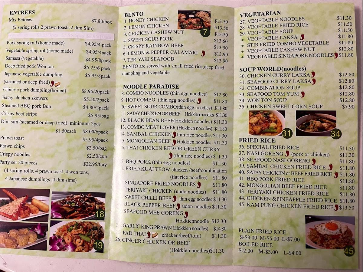 Menu at Mrs Lin's Kitchen restaurant, Adamstown