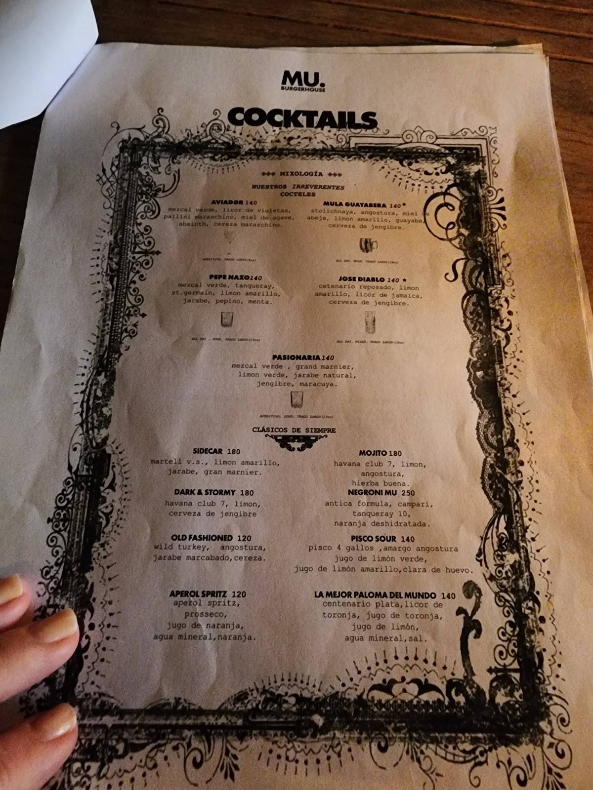 Carta del restaurante Mu. Burgerhouse Nader Hamburguesería en Cancún ...