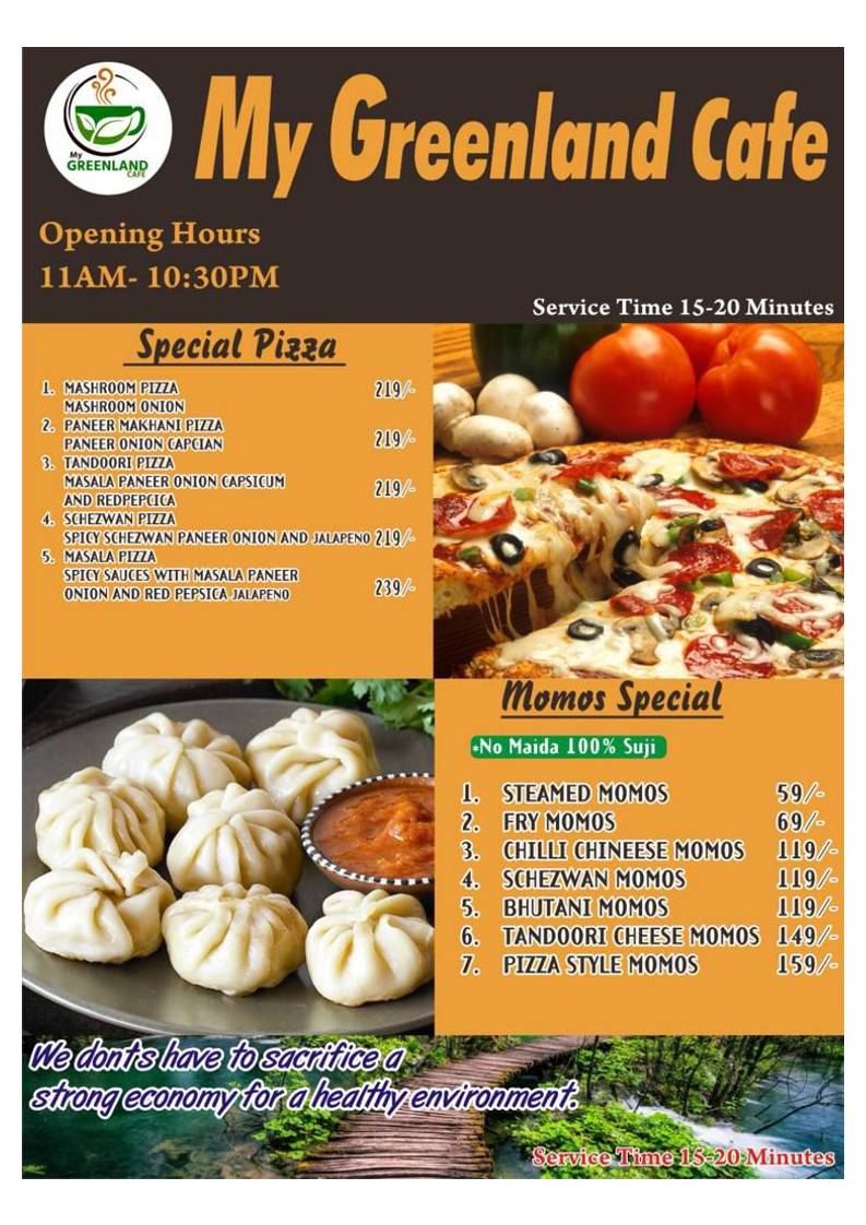 Menu at My Greenland Cafe, Lalitpur