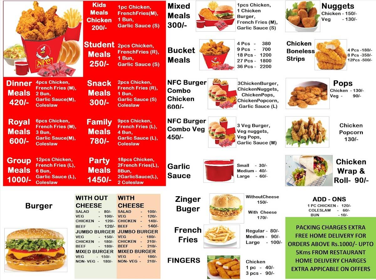 Menu at NFC New Fried Chicken Restaurant, Kunnamkulam