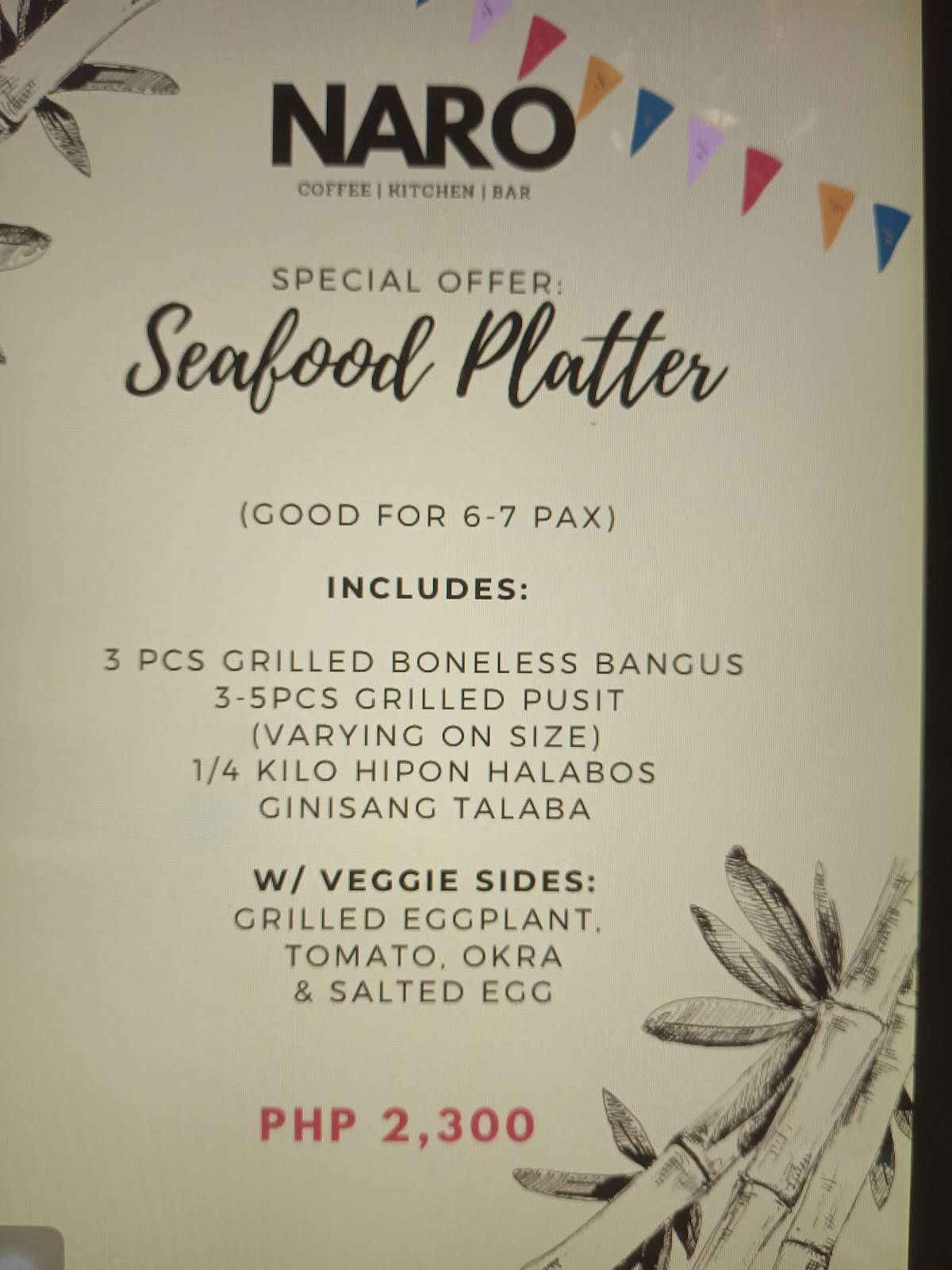 Menu at Naro Cafe • Coffee + Kitchen & Bar, Lingayen