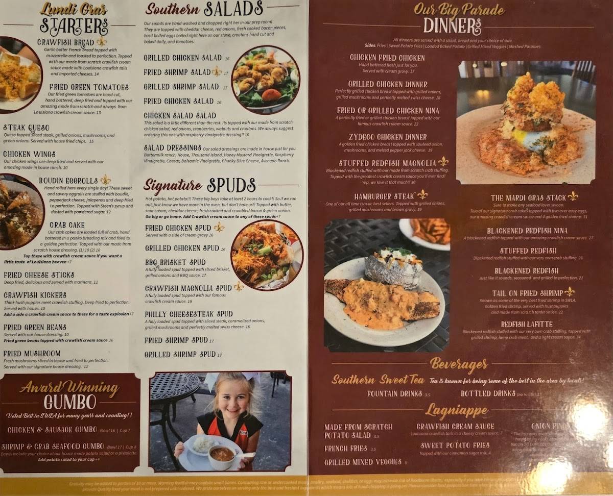 Menu at Nina-P's Cafe, Lake Charles