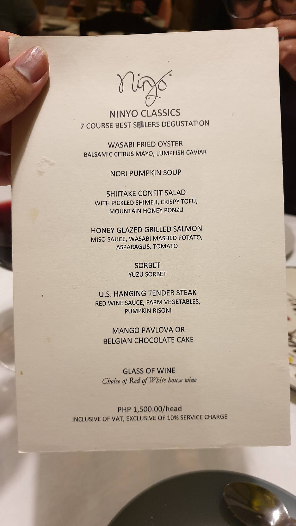 Menu at Ninyo Fusion Cuisine restaurant, Quezon City